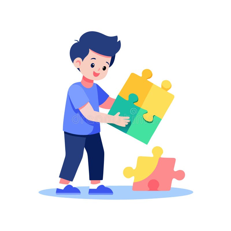 Boy Solving Jigsaw Puzzle Stock Illustrations – 160 Boy Solving Jigsaw ...