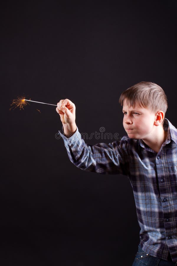 Boy with sparklers stock photo. Image of wand, fireworks - 28447404