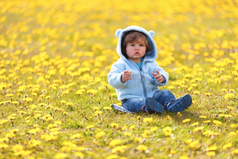 Boy in Spring Flowers Field Stock Photo - Image of cheerful, grin: 30773464
