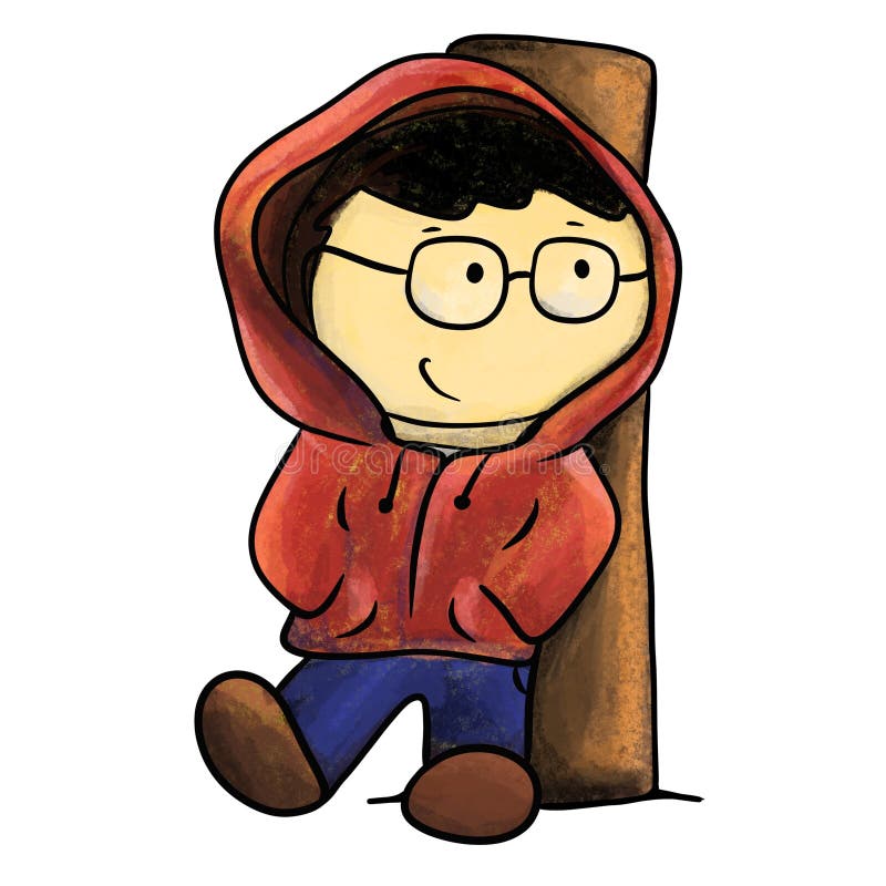 Hoodie Boy Standing and Looking, Boy Character Design Stock ...