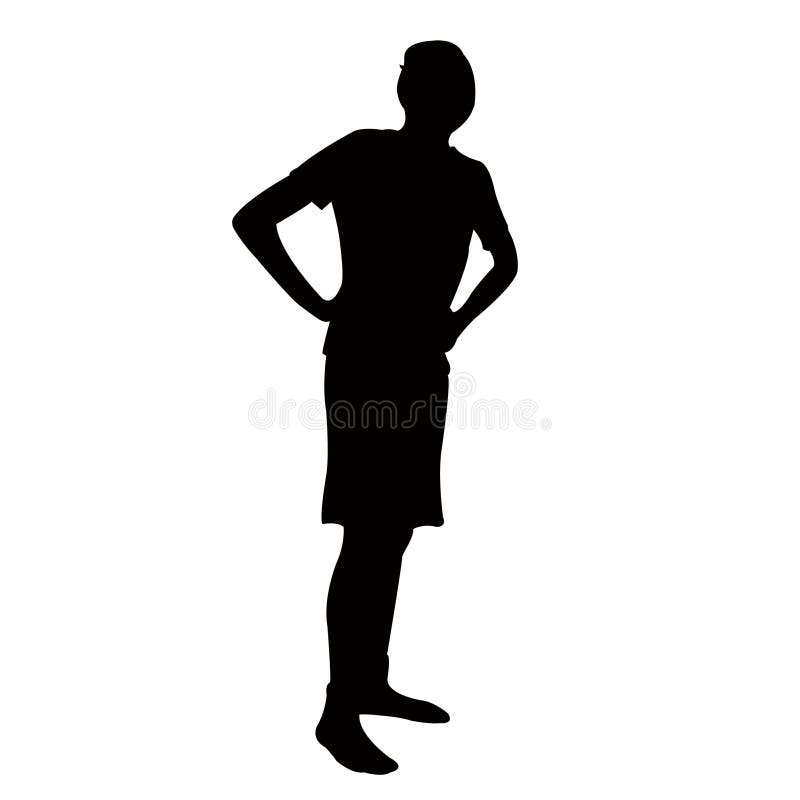 A Boy Standing Body Silhouette Vector Stock Vector - Illustration of ...