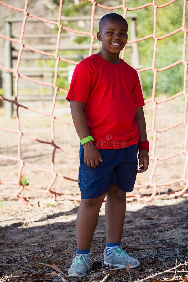 Boy Standing in the Boot Camp during Obstacle Course Training Stock ...