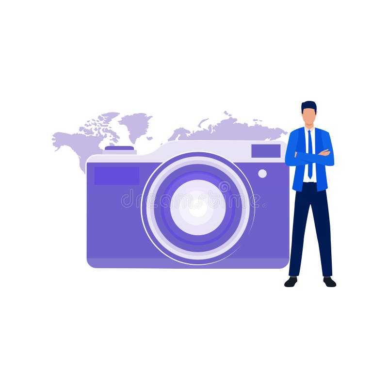 The Boy is Standing by the Camera Stock Illustration - Illustration of ...