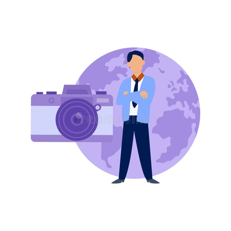 The Boy is Standing by the Camera Stock Vector - Illustration of device ...