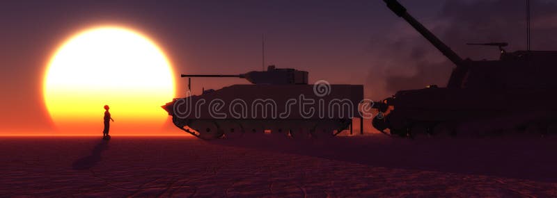 Boy Standing in Front of a Tank Stock Illustration - Illustration of ...