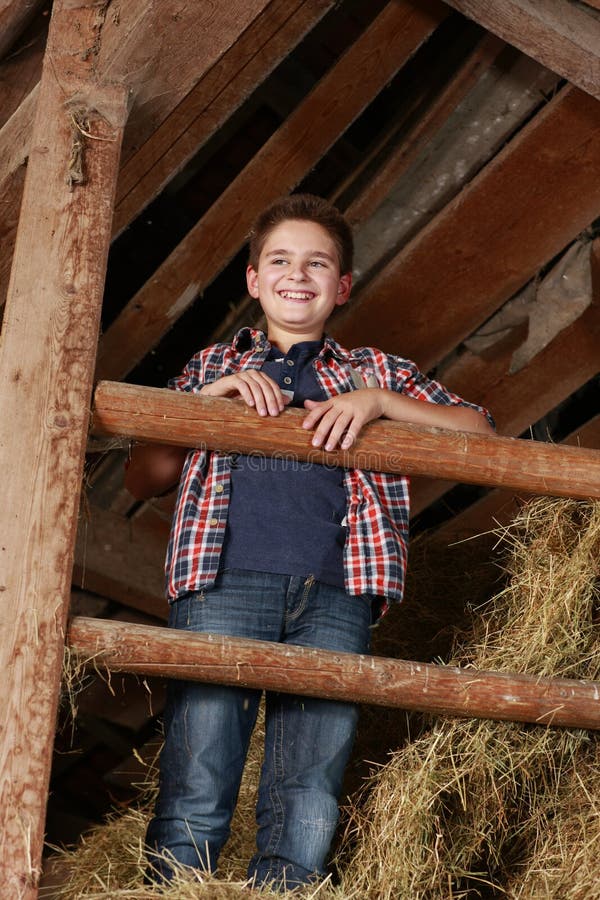 Boy Standing on the Haystack Stock Image - Image of nature, rick: 37720489