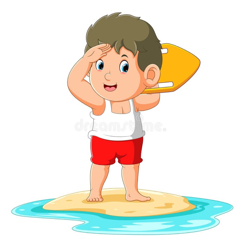 The Boy is Standing and Holding a Small Board while Looking Something ...