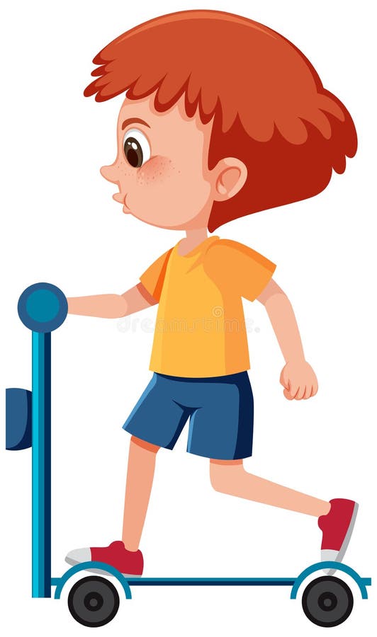 A Boy Standing on Scooter Cartoon Character Stock Vector - Illustration ...