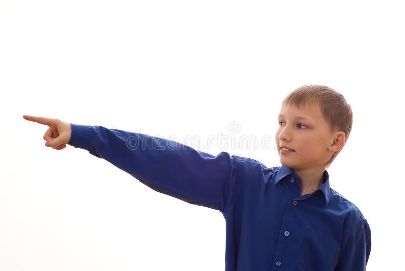 Boy Stands and Pointing Forward Stock Photo - Image of schoolboy ...