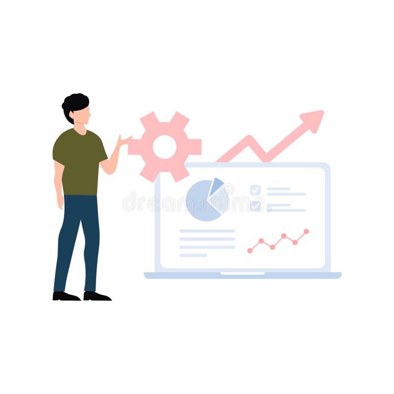 A Boy Stands Showing a Graph Analysis Stock Illustration - Illustration ...