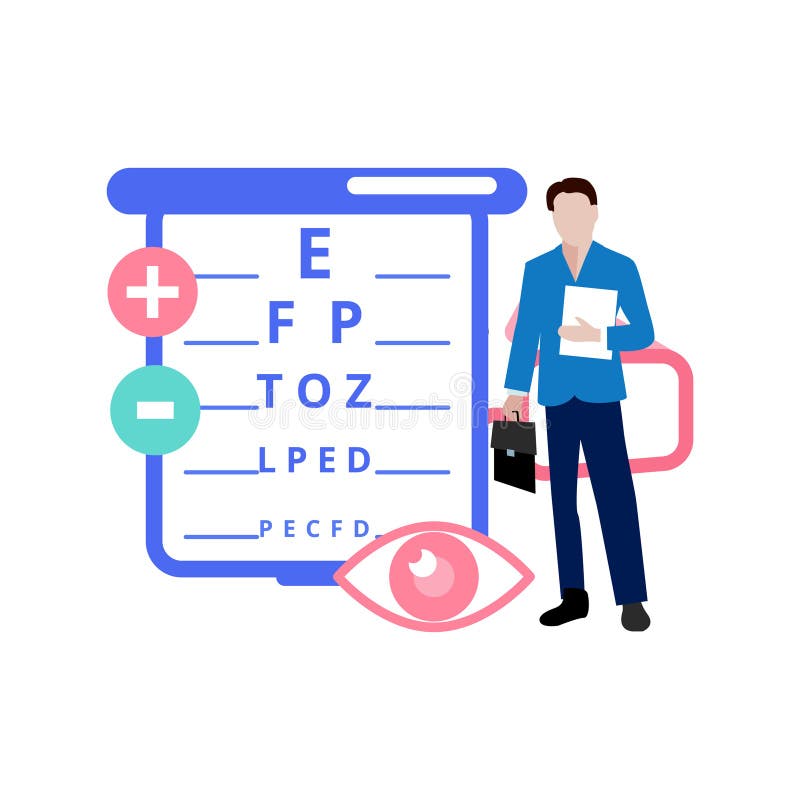 Boy Stands by the Snellen Chart Board Stock Illustration - Illustration ...