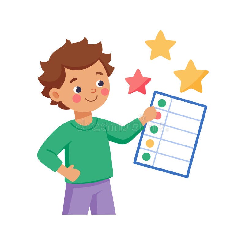 Boy with Star Chart and Stars, Behavior Chart, Reward System ...