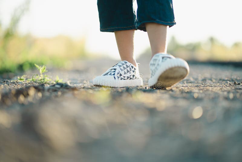The Boy Stood on the Light Road in the Morning Stock Image - Image of ...