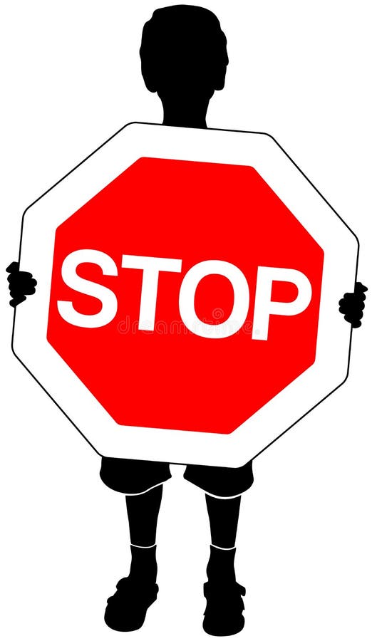 Boy with stop sign stock vector. Illustration of icon - 39870316