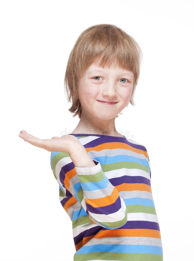 Boy Stretching Out His Arm Palm Up Looking Smiling Stock Photos - Free ...