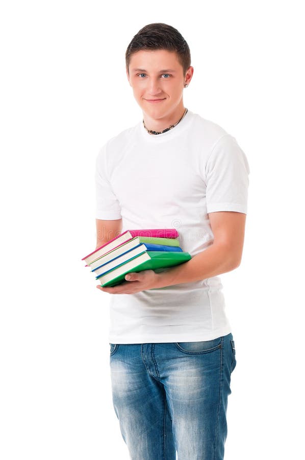Student Boy with Books and a Backpack Stock Photo - Image of happy ...