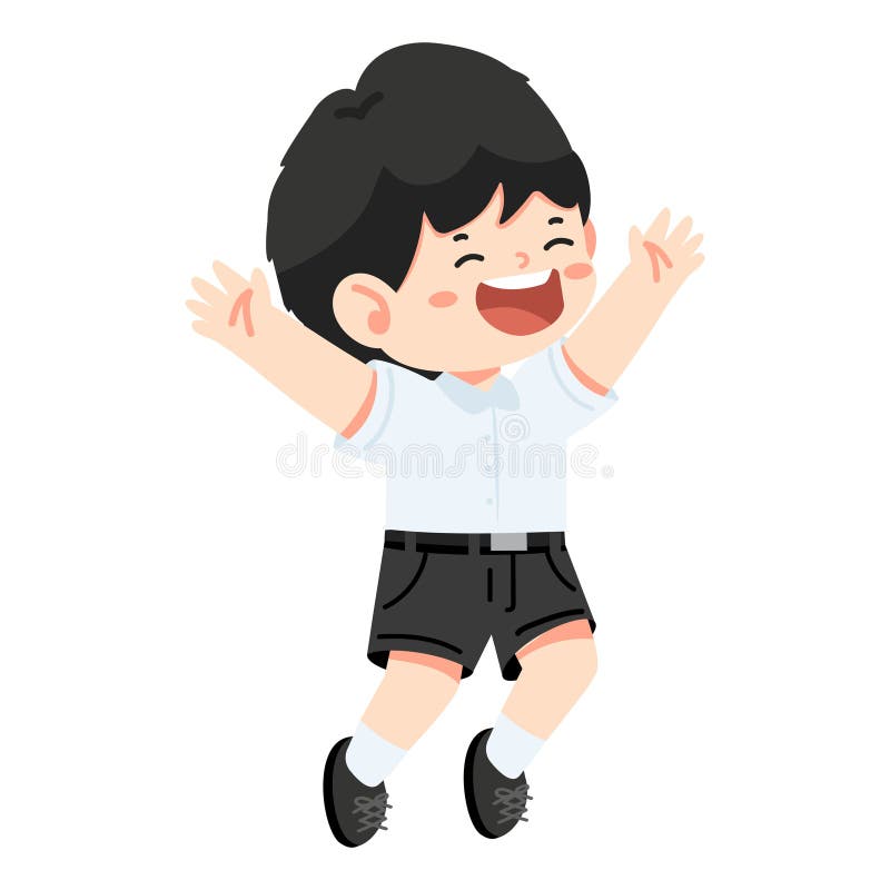 Boy Student Jump and Feel Happy Stock Vector - Illustration of laugh ...