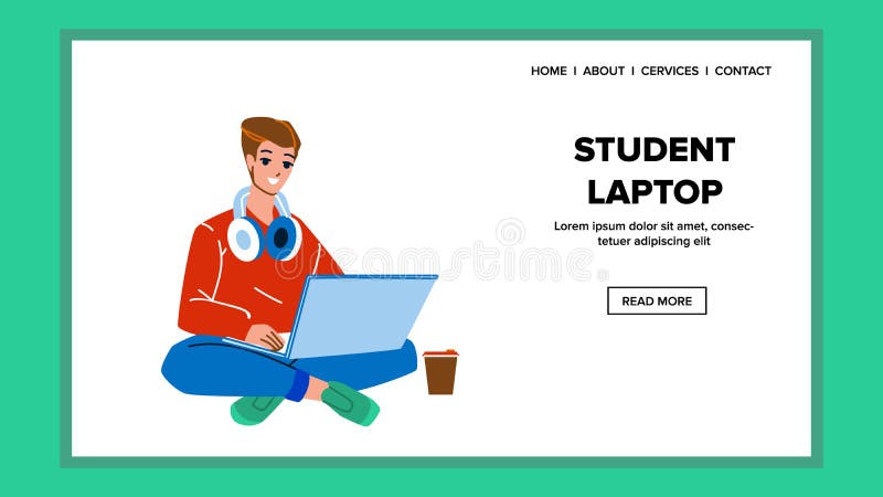 Boy Student Laptop Using for Education Vector Stock Vector ...