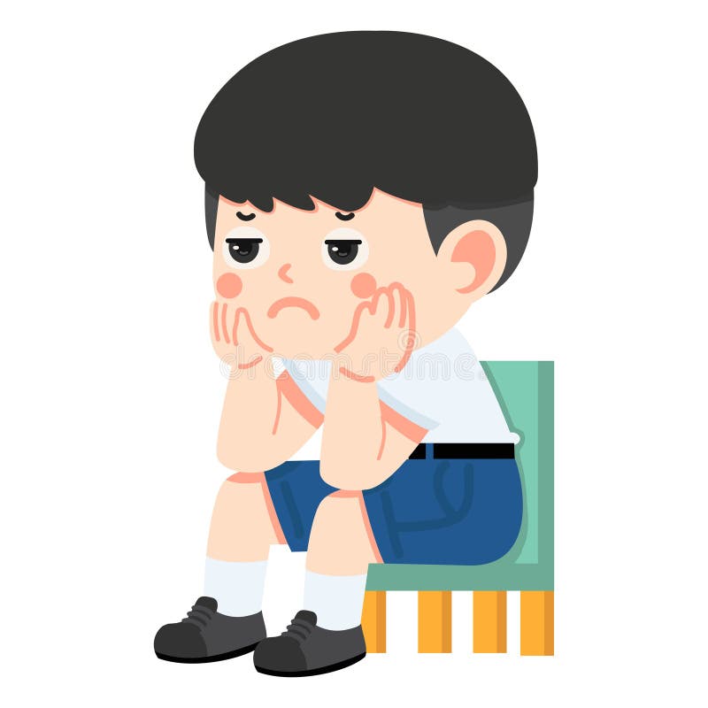 Boy Student Sitting with a Bored Expression Stock Vector - Illustration ...