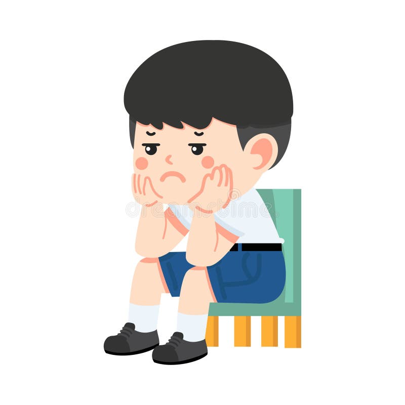 Boy Student Sitting Feeling Bored Stock Vector - Illustration of ...