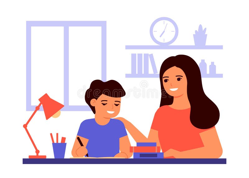Child Doing Homework Stock Illustrations – 1,346 Child Doing Homework ...