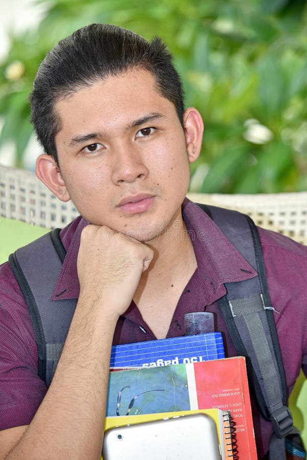 Boy Student Thinking with Notebooks Stock Image - Image of scholars ...