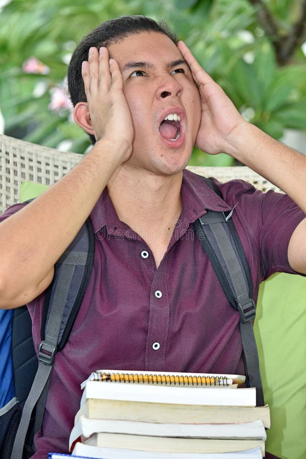 Boy Student Under Stress stock image. Image of nervousness - 146771675