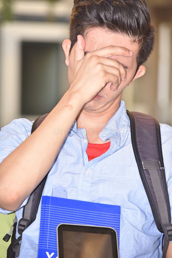 Boy Student Under Stress with Books Stock Photo - Image of pupil ...