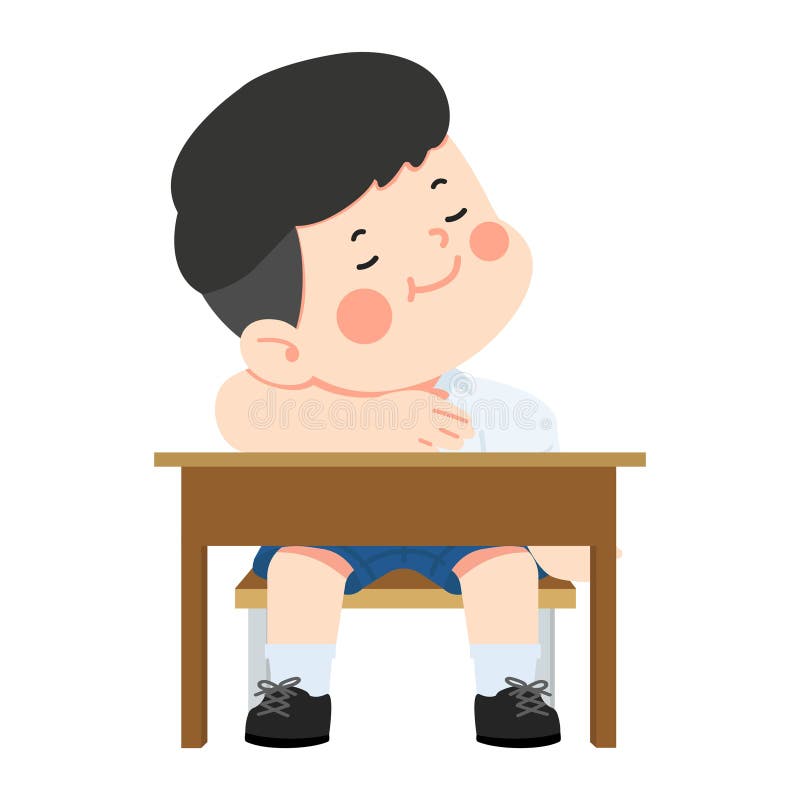 Kid Boy Students Sitting at the Table Lying on a Chair Stock Vector ...