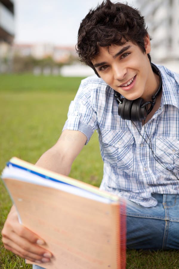 Boy studying stock photo. Image of campus, portrait, cheerful - 26166136