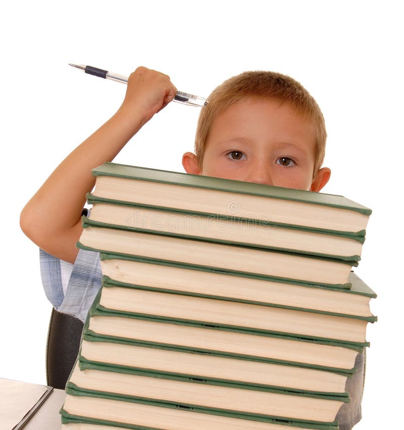 Boy Studying stock image. Image of homework, bright, reading - 5229585