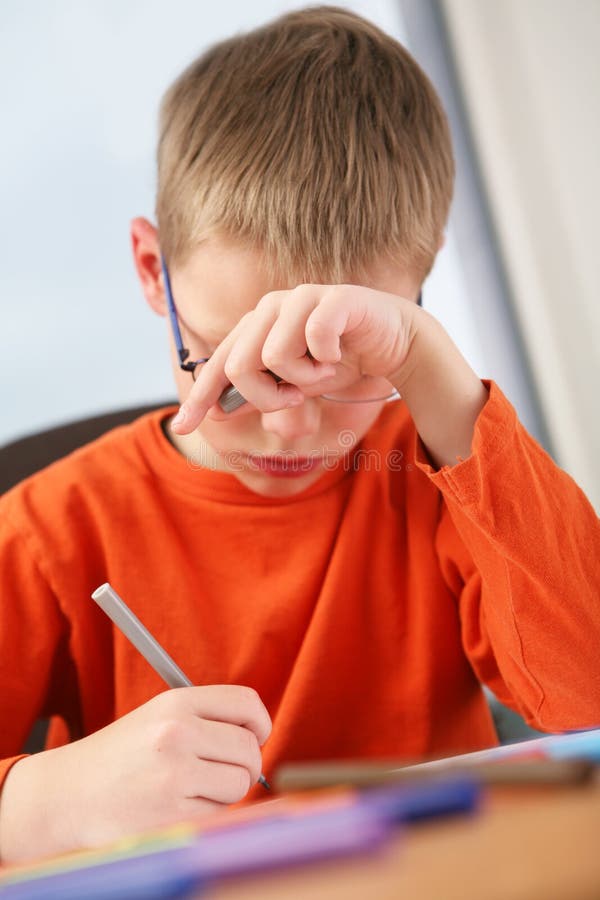 Boy studying. stock image. Image of musing, meditative - 9428259