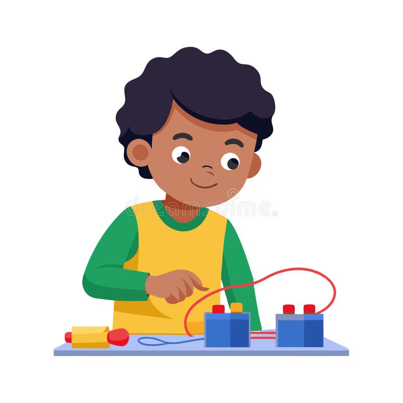 Boy Studying Electrical Circuits, STEM Education, Science Experiment ...