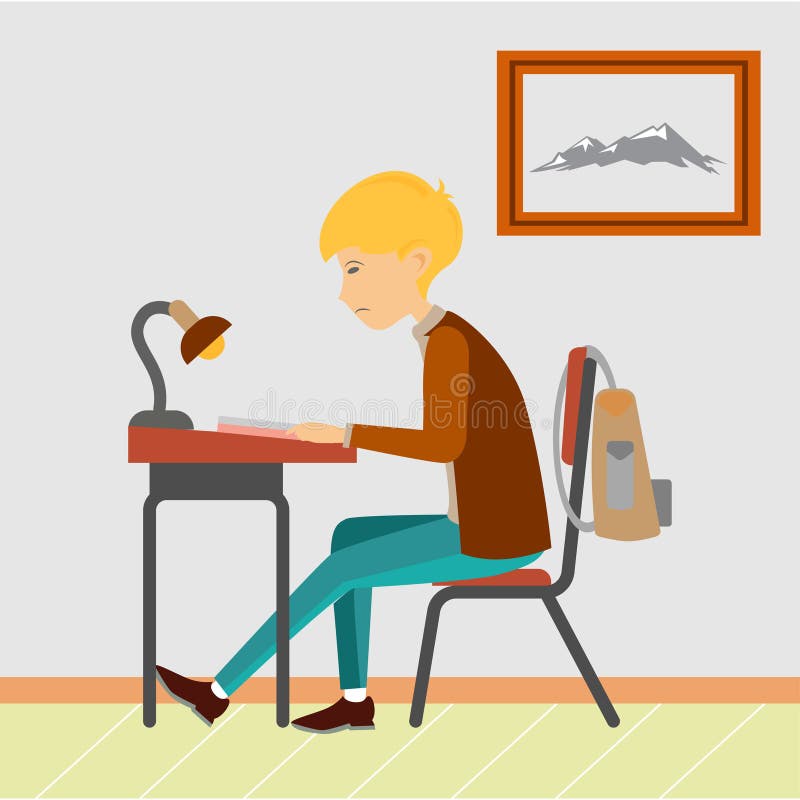 Boy Studying at Home Illustration Vector Basic RGB Stock Vector ...