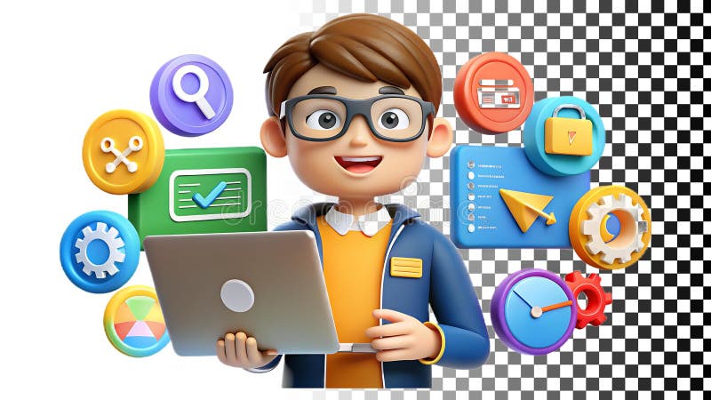 Boy Studying with Laptop Education Learning Online Study Knowledge Png ...