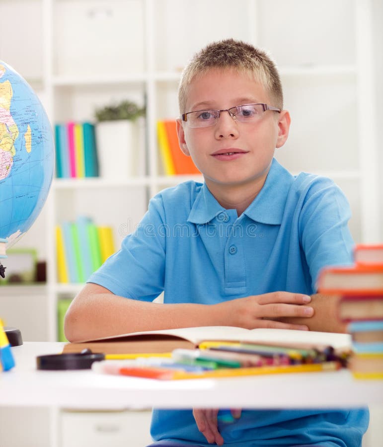 Boy studying math stock image. Image of happy, education - 33669099