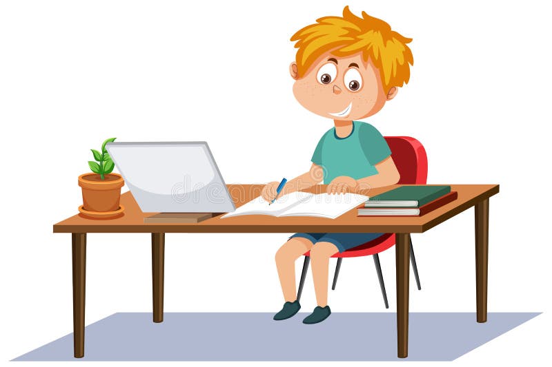 Two Boys Studying Math Under Tree Stock Vector - Illustration of ...