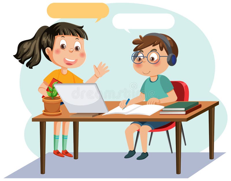 A Boy Studying Online with Tablet Stock Vector - Illustration of ...