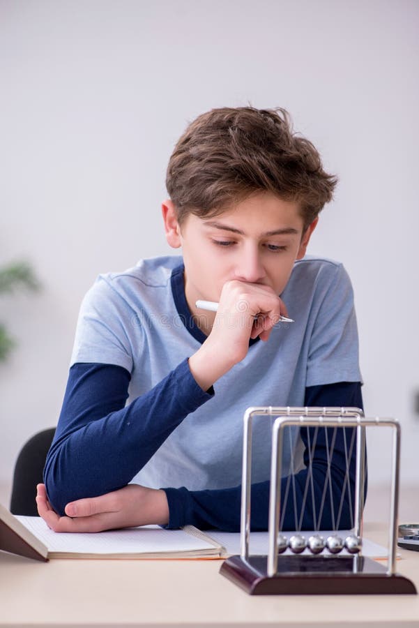 Schoolboy Studying Physics at Home Stock Image - Image of physicist ...