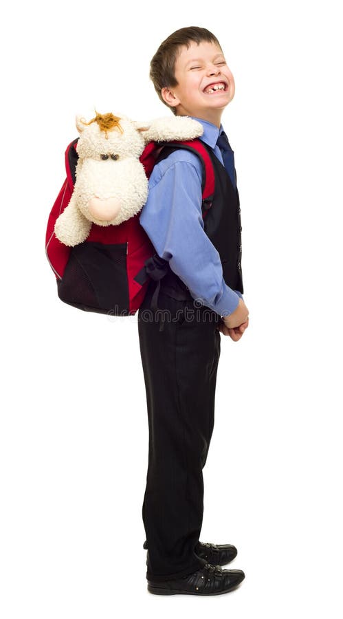 Boy in suit with backpack stock image. Image of caucasian - 51749137