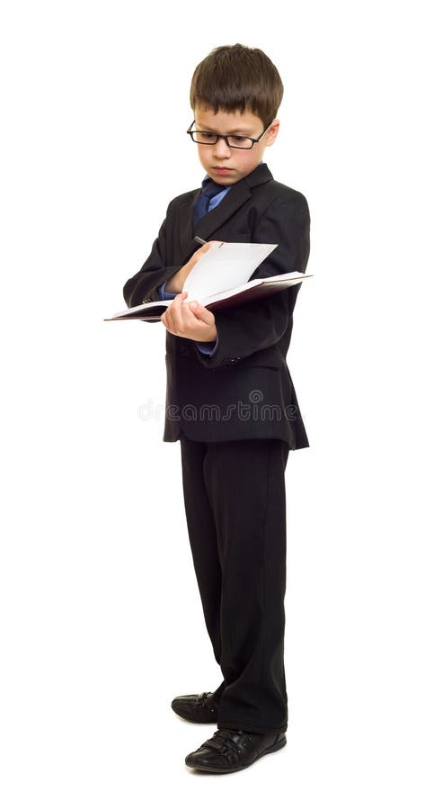 Boy in suit write diary stock image. Image of portrait - 49475915