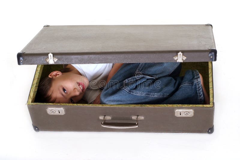 Boy in suitcase stock image. Image of beautiful, human - 23055261