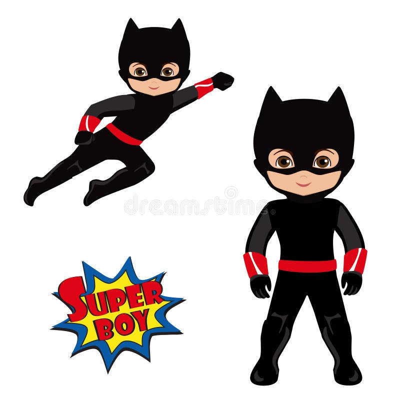 Boy Superhero in Flight and in Standing Position Stock Vector ...