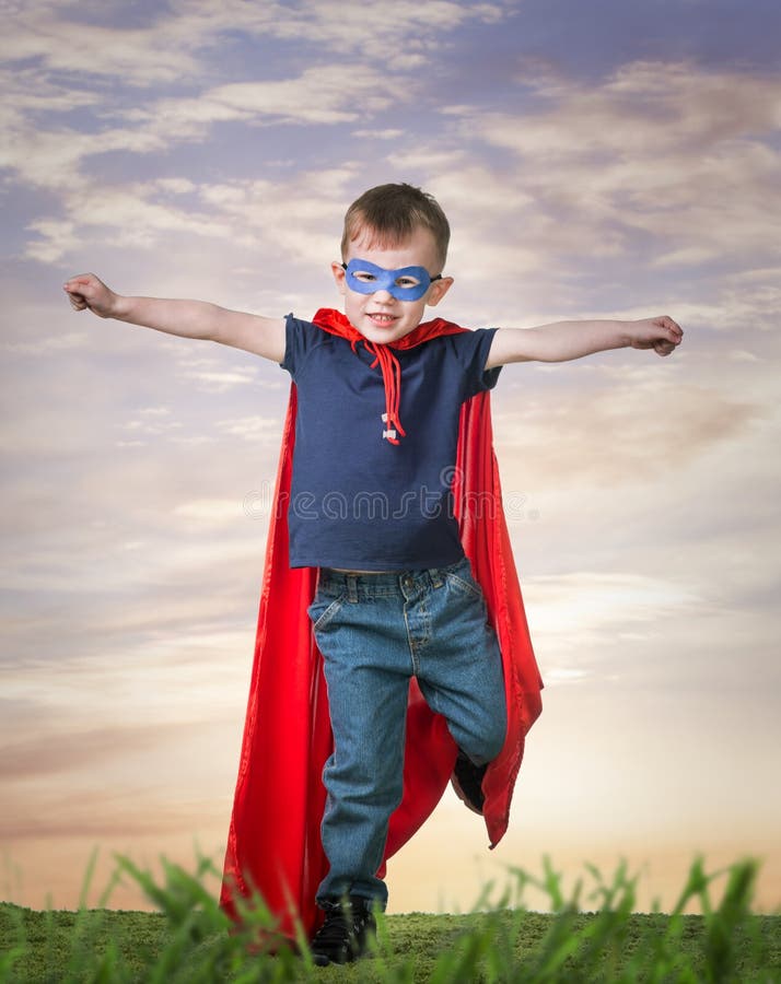 A Boy in a Superman Costume Stock Image - Image of summer, protect ...