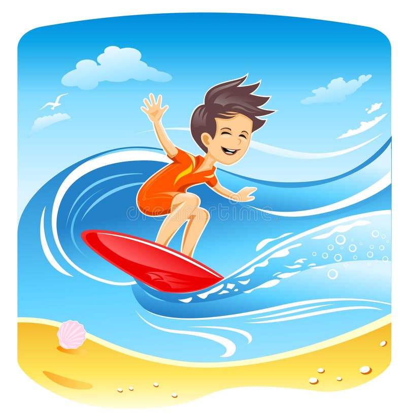 Boy Surfer Vector stock vector. Illustration of travel - 9057446