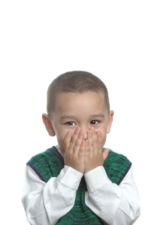 Boy with Surprised Expression Stock Image - Image of isolated, green ...