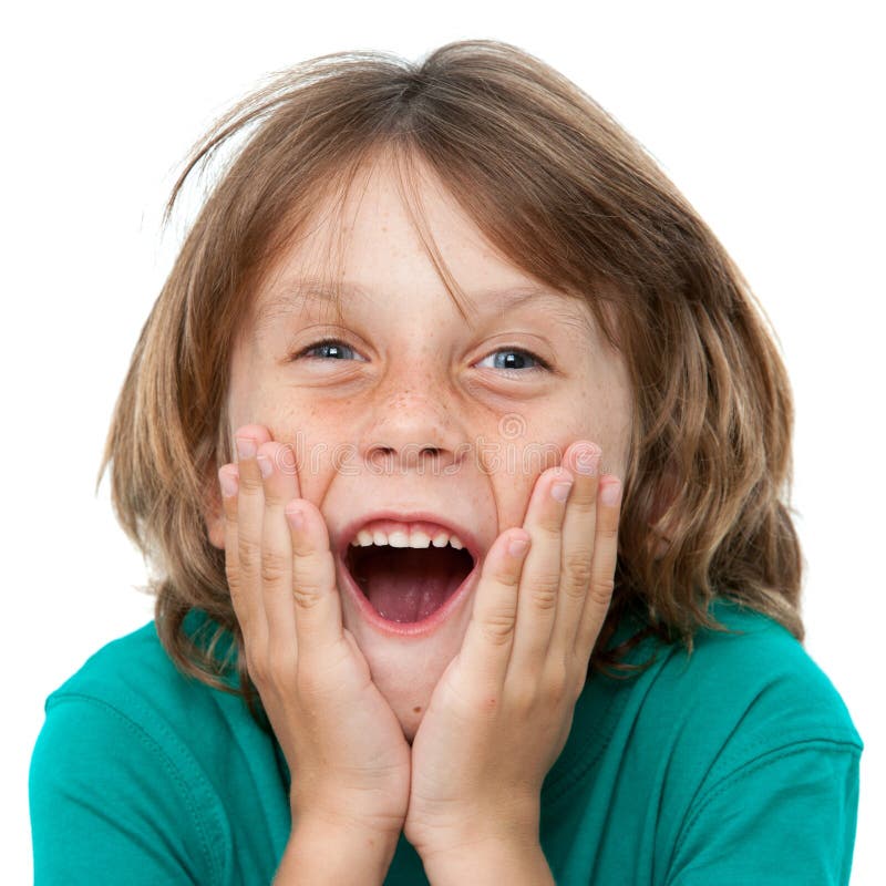 Close Up of Boy with Surprising Face Expression. Stock Image - Image of ...