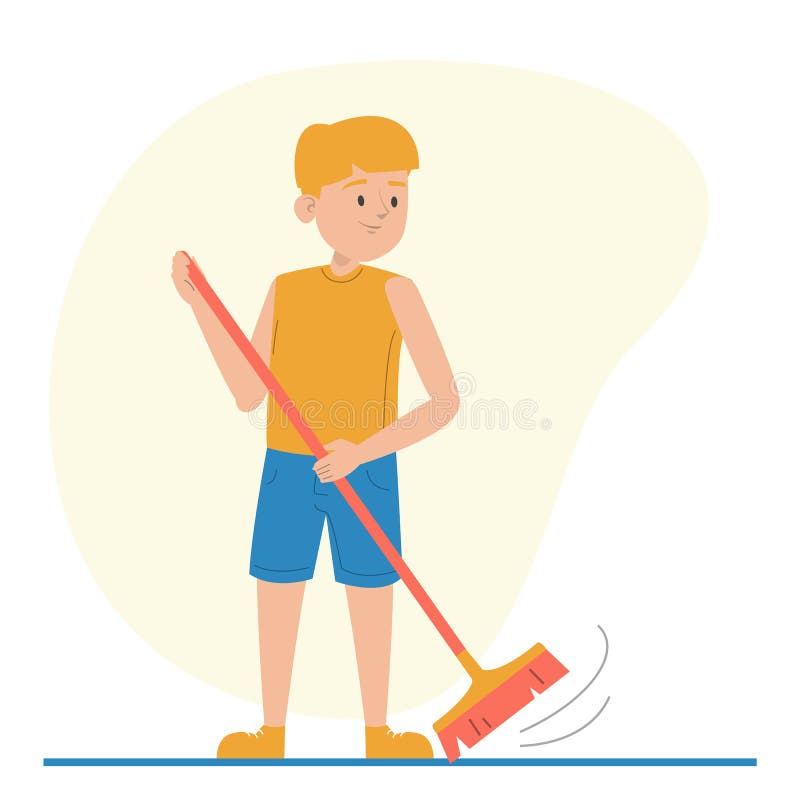 Boy Sweeping Floor Broom Stock Illustrations – 149 Boy Sweeping Floor ...