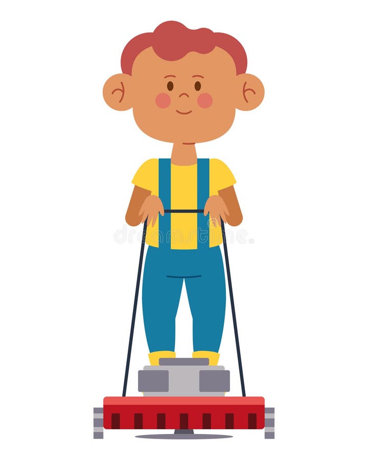 Boy Sweeping Yard Illustration Stock Illustration - Illustration of ...