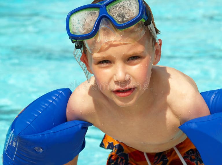 Boy with Swim Floats and Mask Stock Photo - Image of pool, swim: 4752218